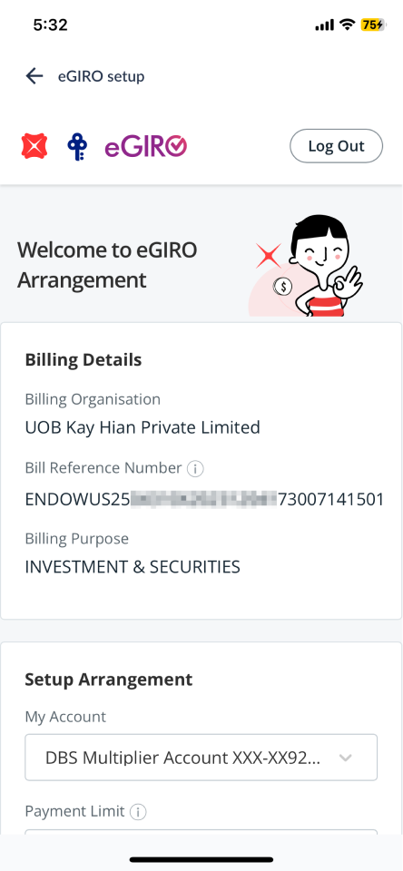 eGIRO Payments – Endowus