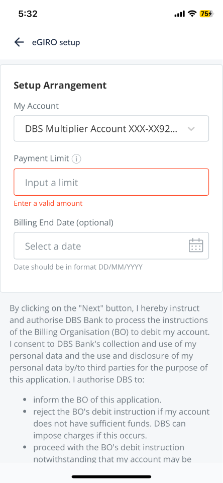 eGIRO Payments – Endowus
