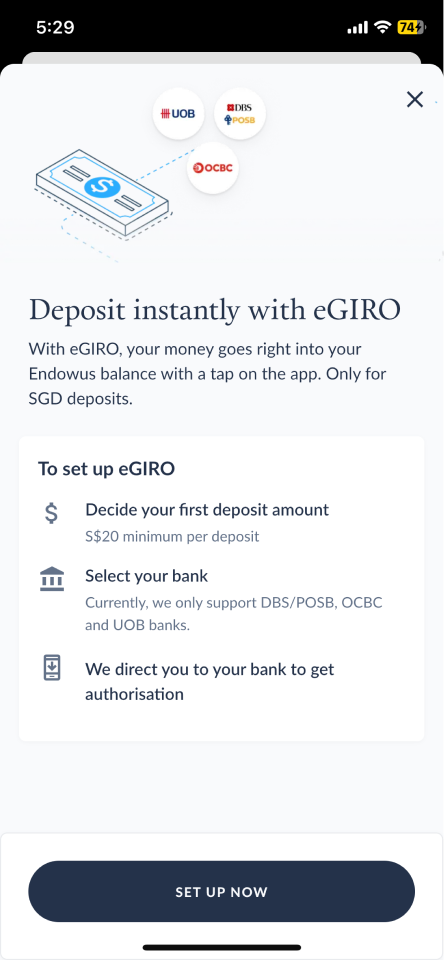 eGIRO Payments – Endowus