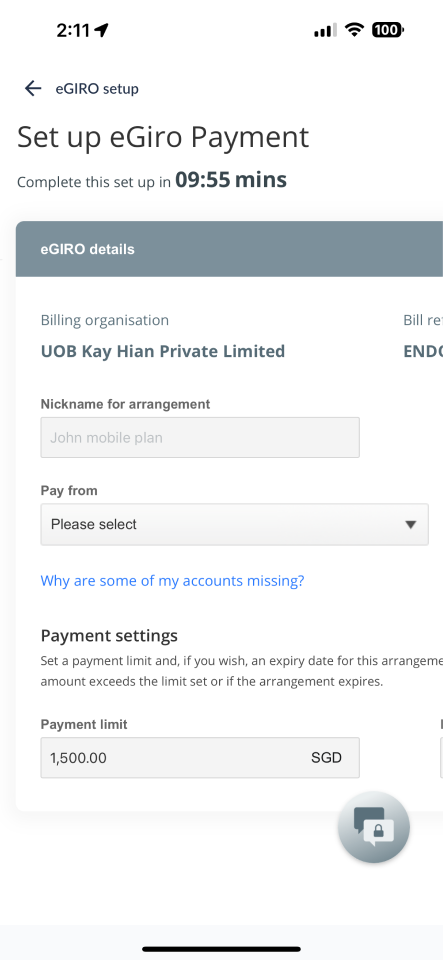 eGIRO Payments – Endowus