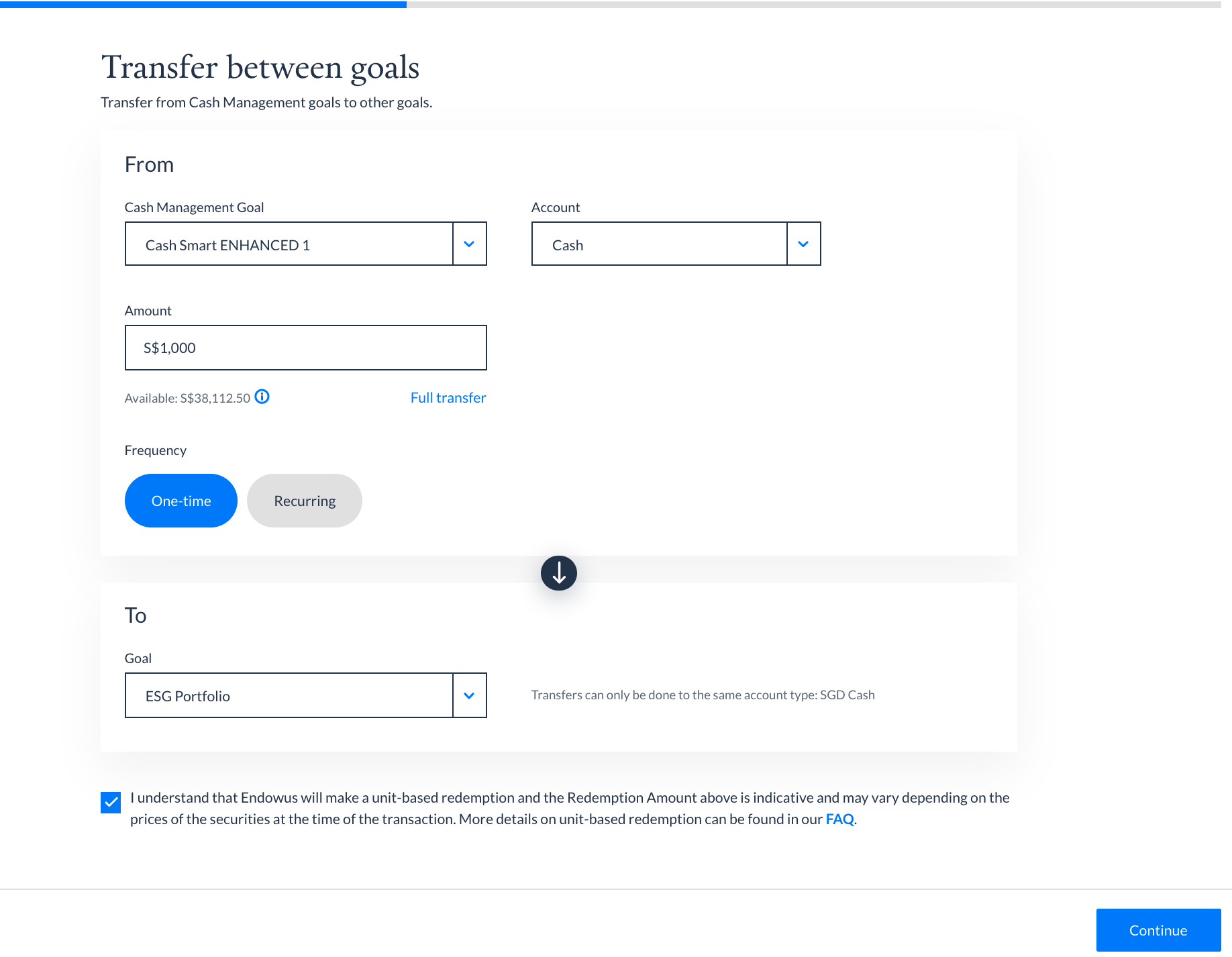How do I transfer funds between goals? (SG) – Endowus